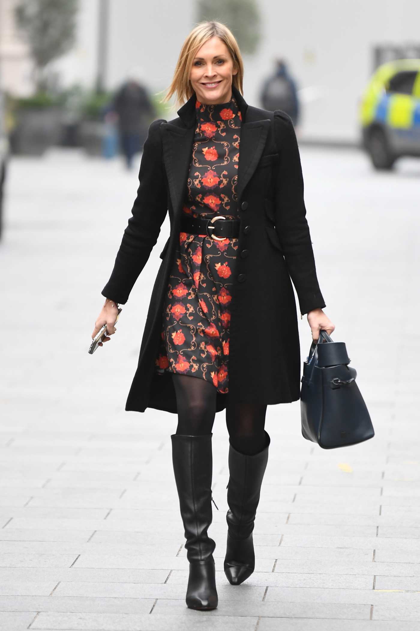 Jenni Falconer in a Floral Print Blouse Arrives at Global Radio in ...