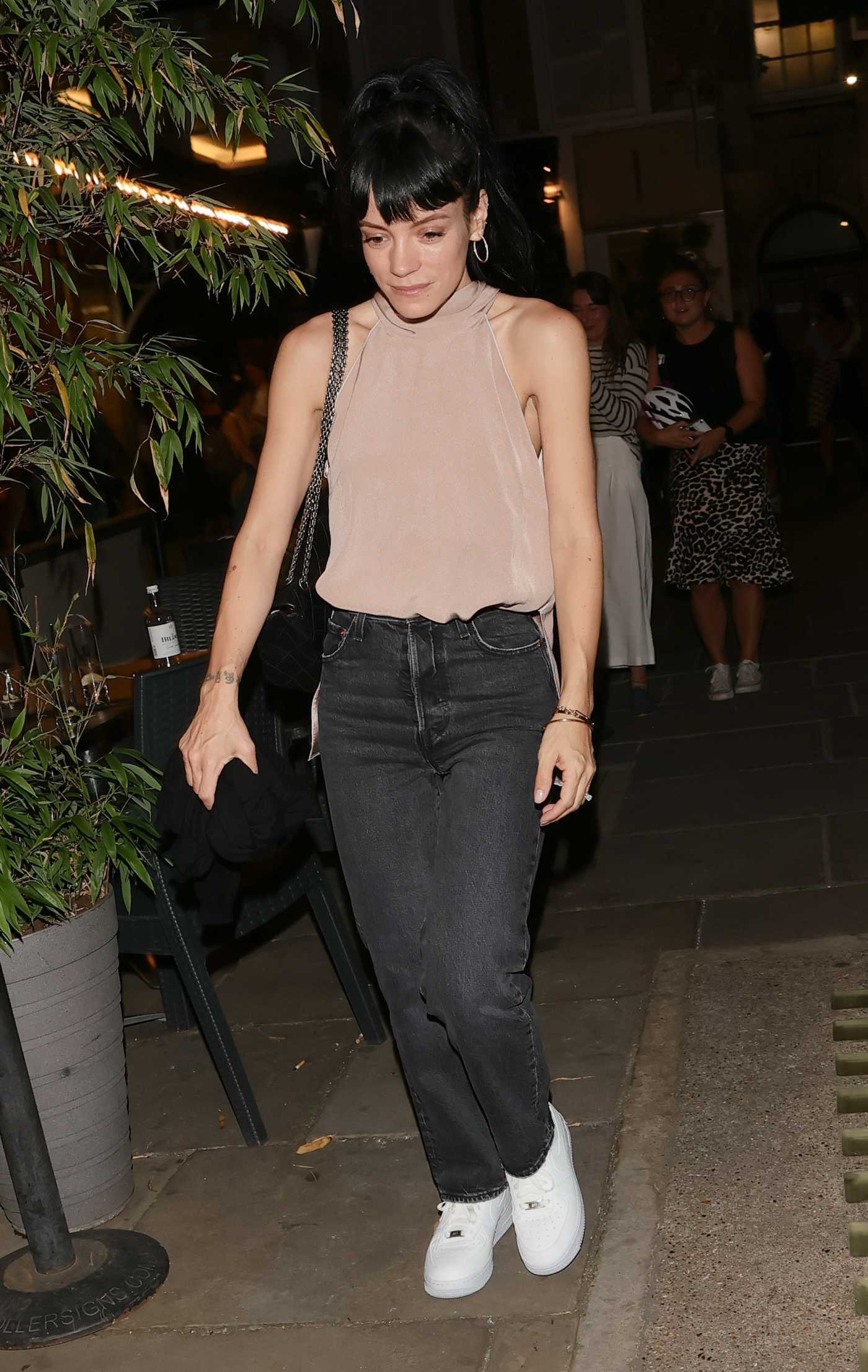 Lily Allen in a White Collard Top Exits A Ghost Story Theatre ...