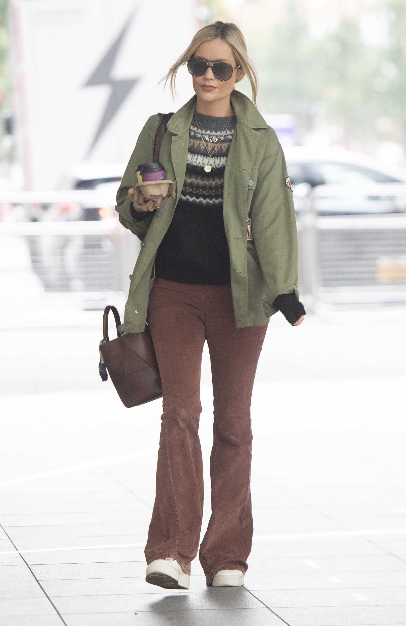 Laura Whitmore in a Black Coat Leaves the BBC New Broadcasting House in ...