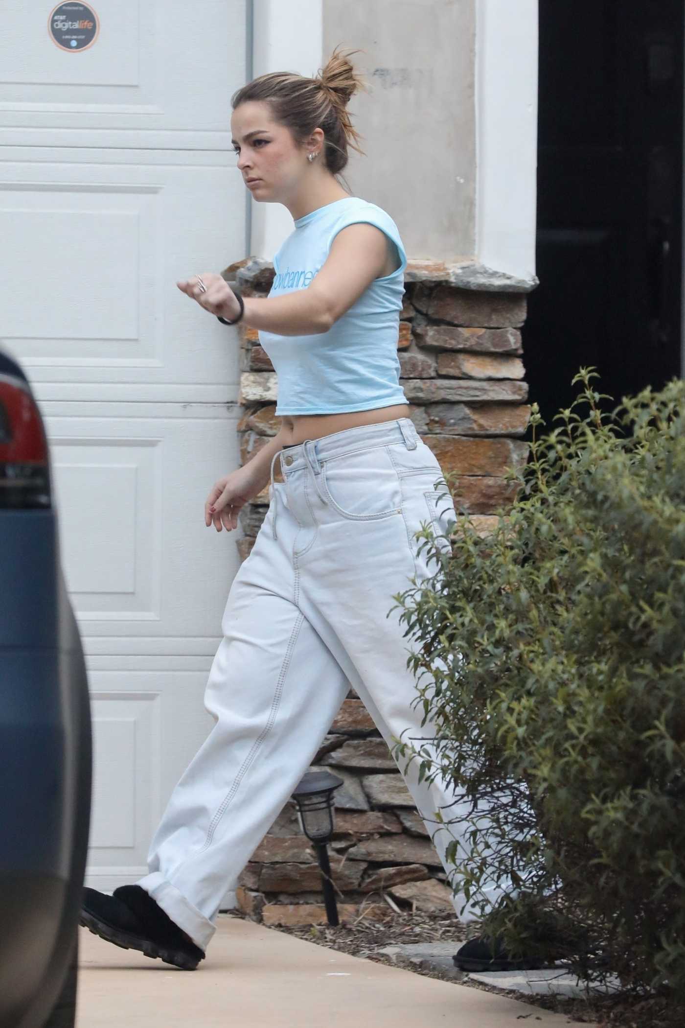 Addison Rae in a Beige Mini Dress Leaves Sunset Towers in West ...