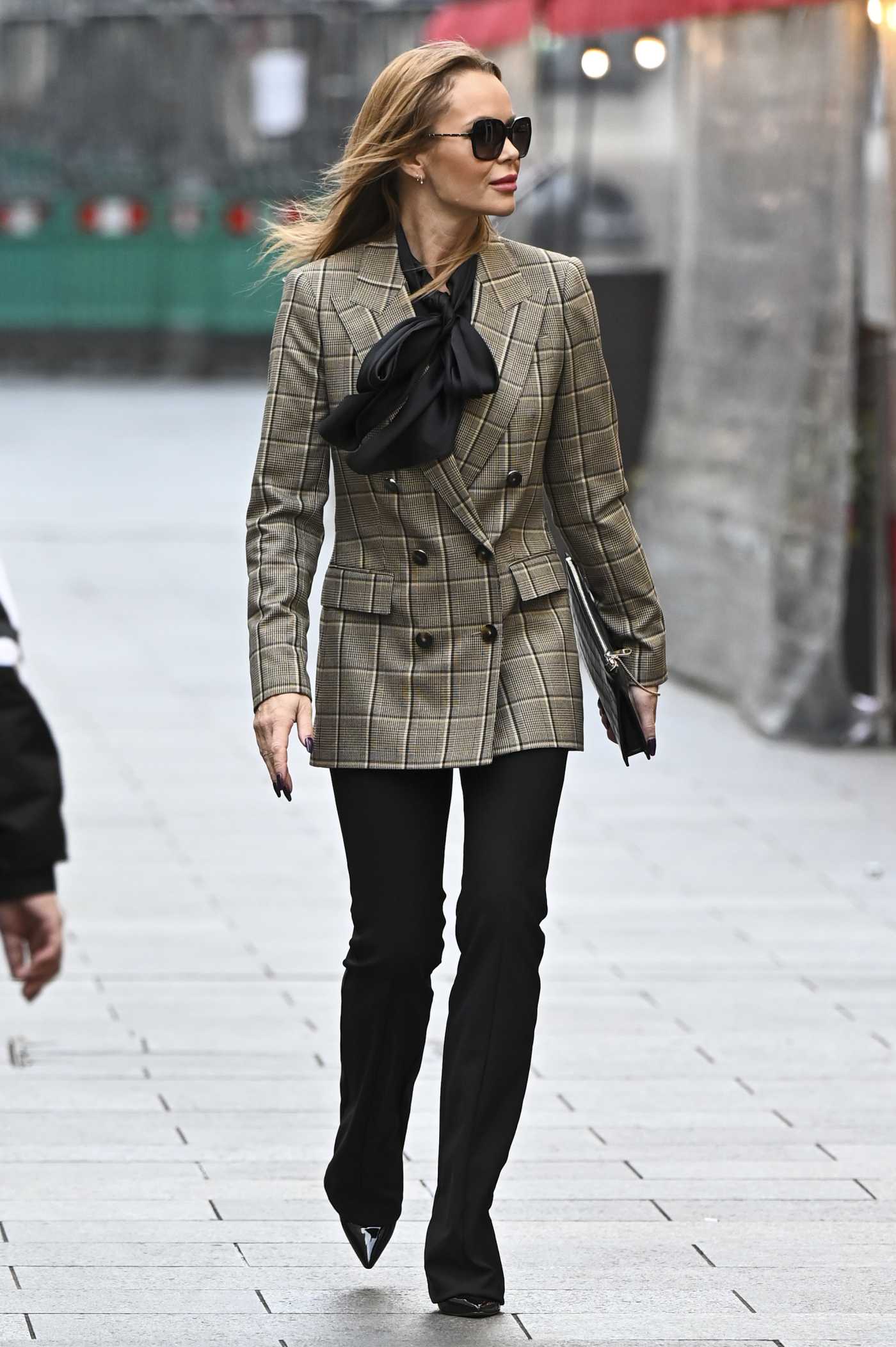 Amanda Holden in a Short Yellow Dress Leaves the Heart Radio Studios in ...
